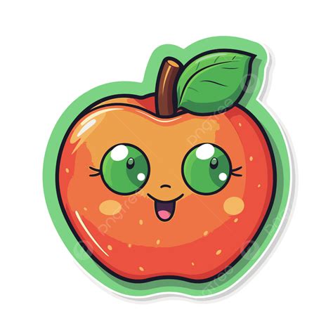 녹색 눈을 가진 만화 사과 스티커 클립 아트 벡터 고립 된 사과의 만화 그림으로 스티커 디자인 상표 Png 일러스트 및 벡터 에 대한 무료 다운로드 Pngtree
