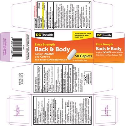 FDA Label For Back And Body Extra Strength Tablet Film Coated Oral Indications Usage