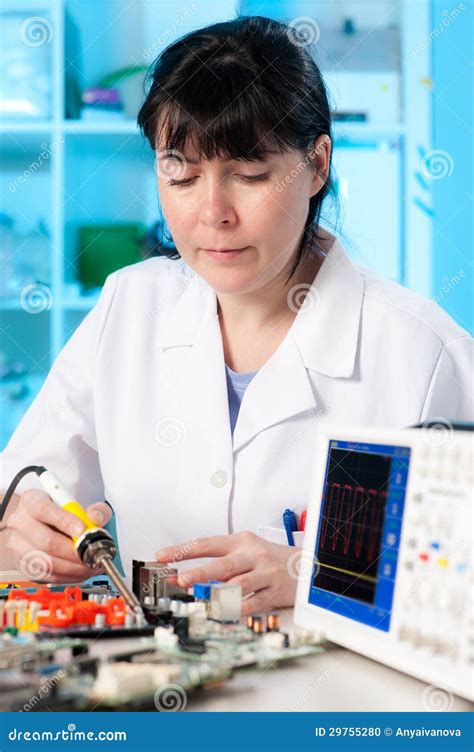Electronics Repair Tech Soldering Stock Photo Image Of Array Human