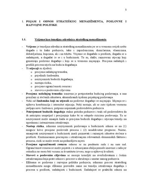 Strateški Menadžment I Poslovna Politika Brodarskih Poduzeća Pdf