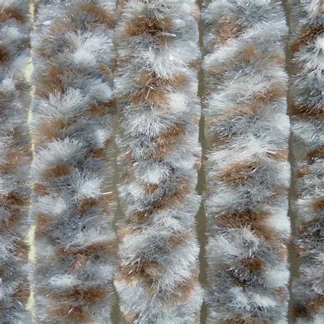Rideau de porte en fibres synthétiques chenilles chiné brun bleu blanc