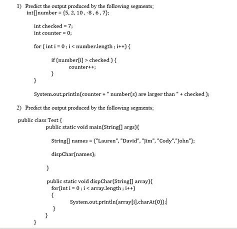 solved 1 predict the output produced by the following