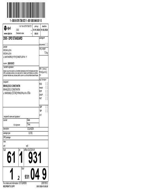 Dpd Awb 80797380721 Pdf