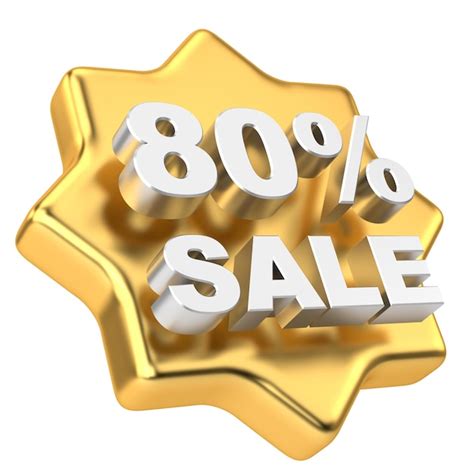Premium Photo 3d Eighty Percent Sale 80 Sale Golden Sale Badge