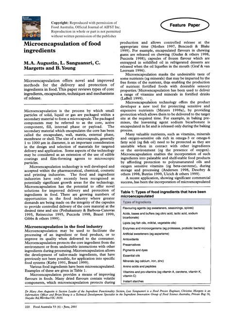 Pdf Encapsulation Of Food Ingredients