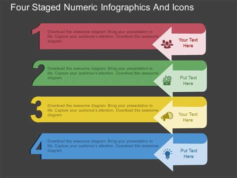 ax four staged numeric infographcis and icons flat powerpoint design