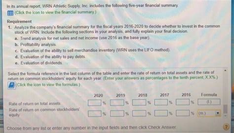 Solved Need Rate Of Return On Total Assets And Rate If