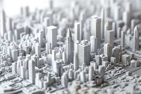3d Printed Cityscape Model In Monochrome Stock Illustration Illustration Of Landscape