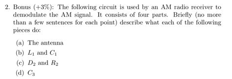 Solved Bonus 3 The Following Circuit Is Used By An Am