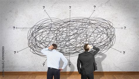 Business Team Thinking In Solving Difficult And Complex Problem Concept