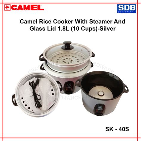 Camel Rice Cooker With Steamer Measuring Cup And Plastic Rice Spoon Cups Liter Capacity
