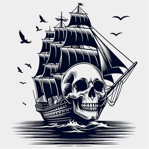 Funny Skull Ship Silhouette Vector Filesskull Cut Files Archivos