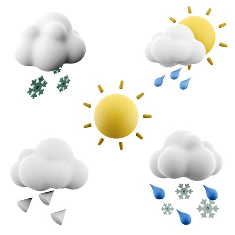 3d Rendering Snow Rain With Sun Rays Sun Hail With Cloud Rain And