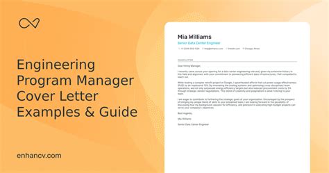 Professional Engineering Program Manager Cover Letter Examples And Template For 2025 Enhancv