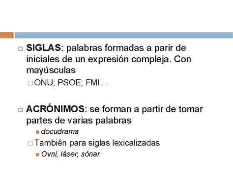 TEMA MORFOLOGA LA PALABRA Bachillerato TIPOS DE