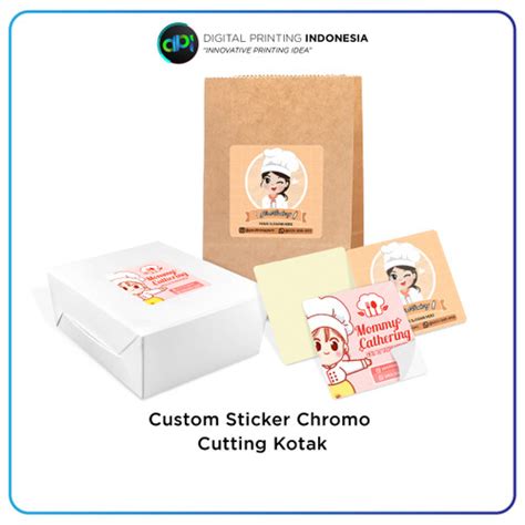 Jual Stiker Label Kemasan Produk Kotak Custom Sticker Chromo Cutting Kotak X Cm Kiss Cut