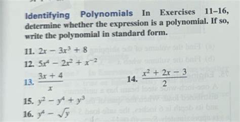 Identifying Polynomials In Exercises 11 16 Determine Whether The Express