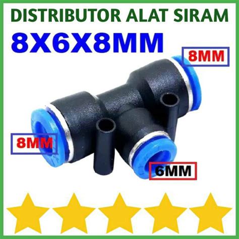 Jual FITTING PNEUMATIC REDUCER TEE 8 X 6 X 8MM SLIP LOCK KONEKTOR SELANG PE PU PUSH IN 6 MM 8 MM