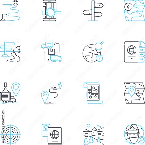 Vetor De Satellite Navigation Linear Icons Set Gps Satellites