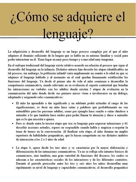 ¿de Qué Forma Se Adquiere El Lenguaje Mibbmemima ️