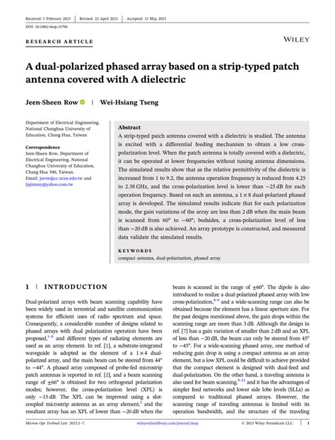 A Dual‐polarized Phased Array Based On A Strip‐typed Patch Antenna Covered With A Dielectric