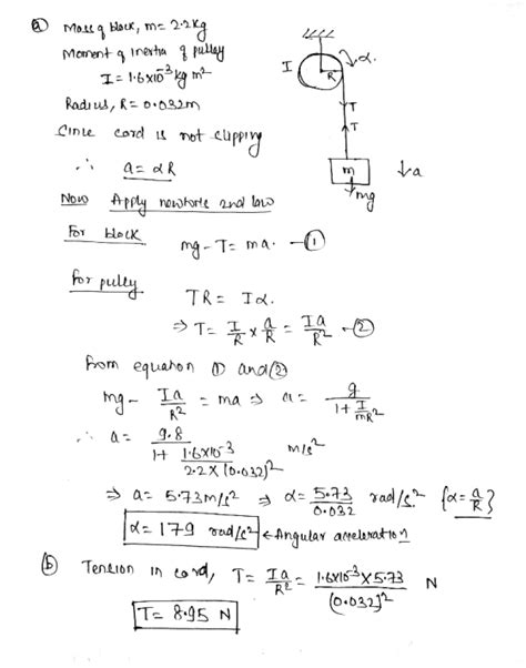 a block mass 2 2 kg is hanging from a massless cord that is wrapped