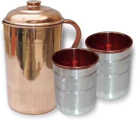 Amazon AsiaCraft Pure Copper Jug 2 Glass Set Home Kitchen