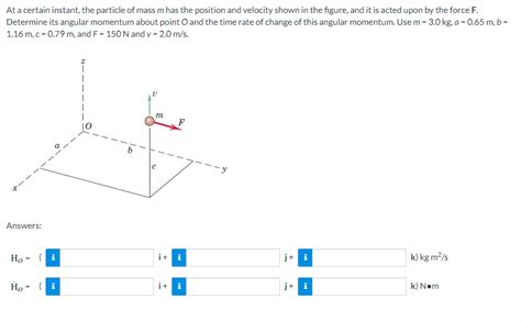 Solved At A Certain Instant The Particle Of Mass M