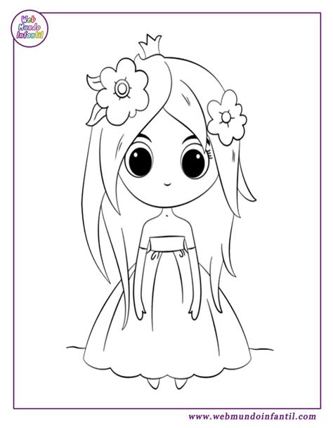 Dibujos kawaii de niñas para colorear Imprimir y pintar