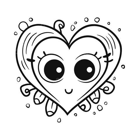 Cartoon Heart With Eyes And Bubbles Outline Sketch Drawing Vector