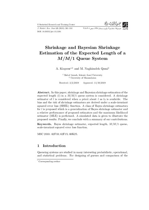 Pdf Shrinkage And Bayesian Shrinkage Estimation Of The Expected Length Of A M M 1 Queue System