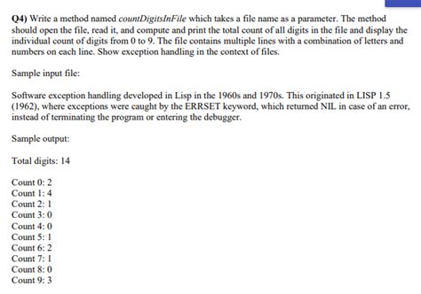 Solved Q4 Write A Method Named Count Digitsinfile Which