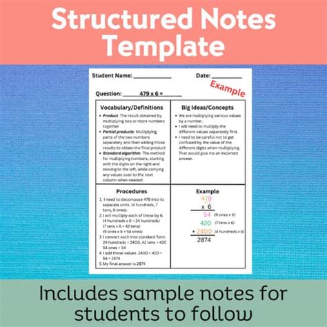 Structured Note Taking Template Concepts Mastery Building Thinking Classrooms