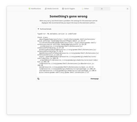 Gnome 43 The Settings For This Extension Cannot Be Displayed · Issue 39 · Qwreey Quick Settings