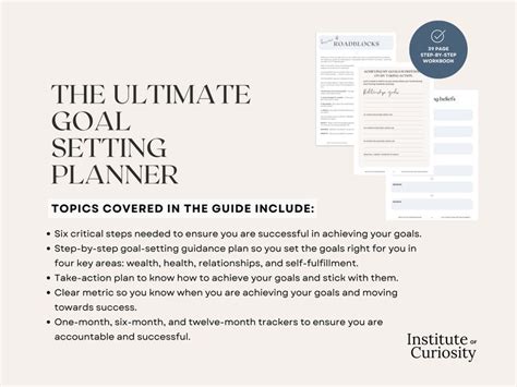 Goal Setting Worksheet Goals Workbook Goal Planner Goal Journal