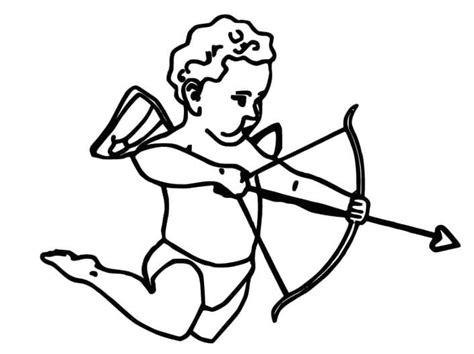 Coloriage Un Cupidon avec Arc et Flèche télécharger et imprimer