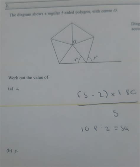Solved The Diagram Shows A Regular Sided Polygon With Centre O