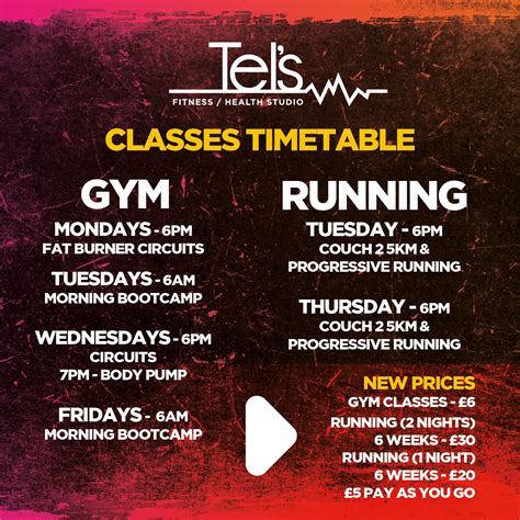 Class Timetable For The Tels Fitness Studio Downpatrick