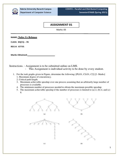 Pdc Assigment 01 Pdf Distributed Computing Computer Science
