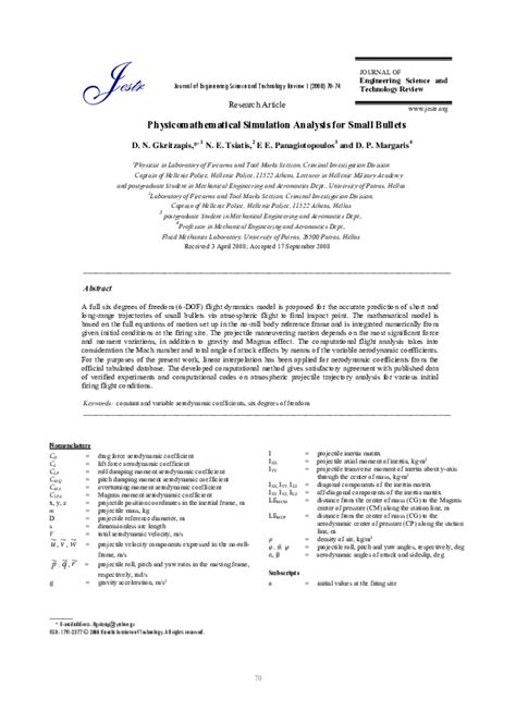 pdf physicomathematical simulation analysis for small bullets
