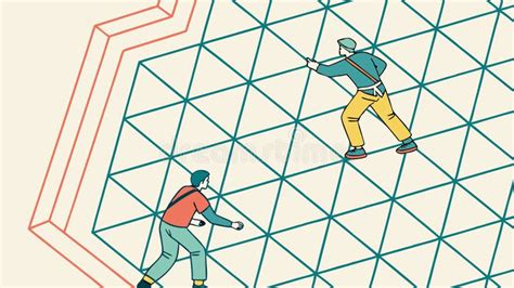 People Climbing Abstract Geometric Structure Team Vector Design Generative Ai Stock Vector