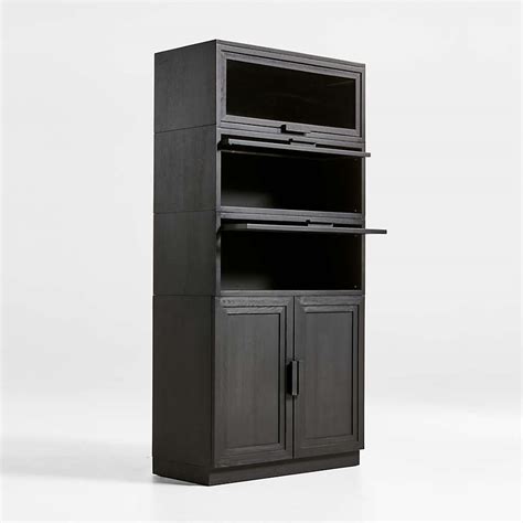 Calypso Black Elm Wood Modular Storage Cabinet With Wood Door Base And