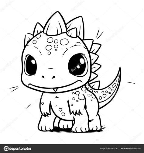 Lindo Dinosaurio Dibujos Animados Ilustración Vectorial Para Colorear