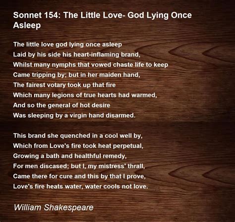 Sonnet 154 The Little Love God Lying Once Asleep Poem By William Shakespeare Poem Hunter