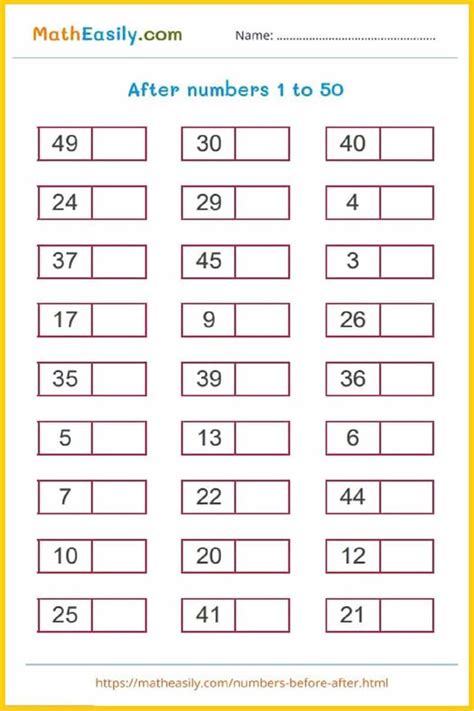 Before And After Numbers Game Online Worksheets 1st Grade Math