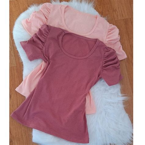 Blusinha Princesa Canelada Manga Bufante Shopee Brasil