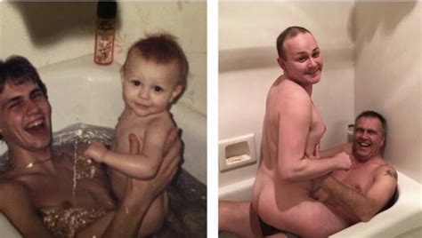 Woman And Her Father Go Naked To Recreate Photo They Took Years Ago And
