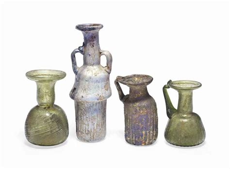 Four Roman Glass Vessels Circa 2nd 4th Century Ad Ancient Art