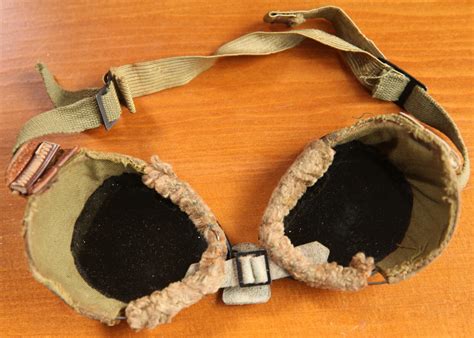 Vintage Wwi Us Army Pilot Goggles Fur Lined Military 4546009286