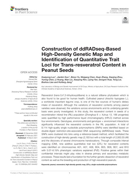 Pdf Construction Of Ddradseq Based High Density Genetic Map And Identification Of Quantitative